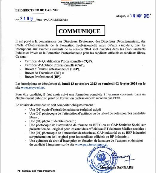 Côte d'Ivoire / Baccalauréat session 2023 : 346 910 candidats.
